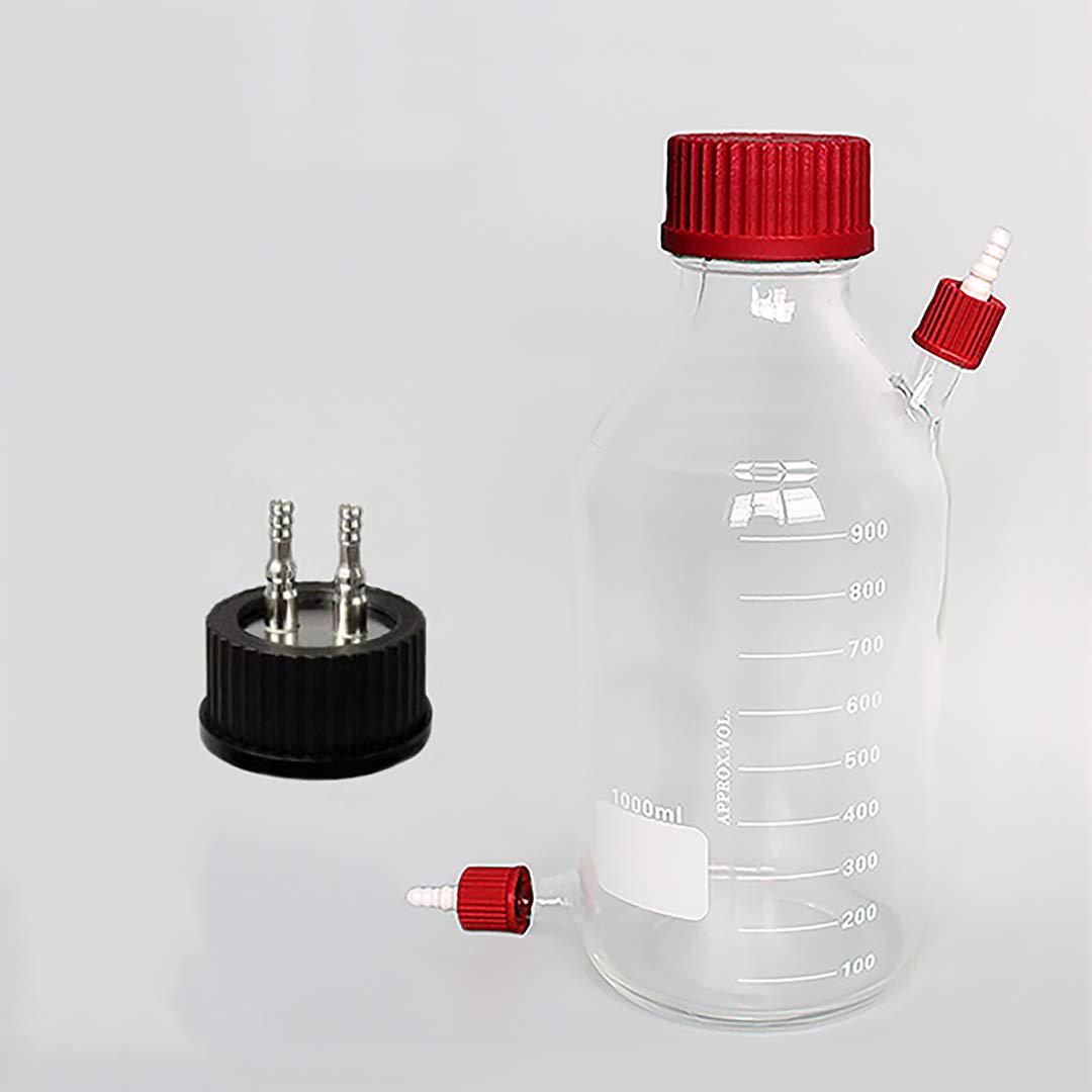 DONLAB MCE02 Borosilicate Glass 100ml,250ml,500ml,1L,2L,3L,5L,10L,20L Round Media Bottle Screw-Nozzle Shunt-Type Reagent Bottle with 2-Pipe Mobile Phase Cap GL45 (250ml,S-2-Pipe)