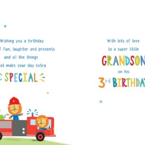 Regal Publishing Juvenile Birthday Card Age 3 Grandson - 9 x 6 inches, Black|red|White|Green|Blue