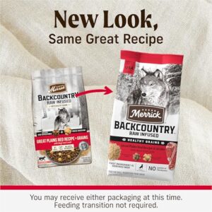 Merrick Backcountry Healthy Grains Kibble With Freeze Dried Raw Pieces, Great Plains Red Meat Recipe Dog Food - 4.0 lb. Bag