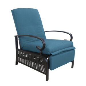 kozyard adjustable outdoor patio reclining lounge chair - comfortable cushioned recliner chair with strong extendable metal frame for sunbathing, reading, relaxation (aqua)