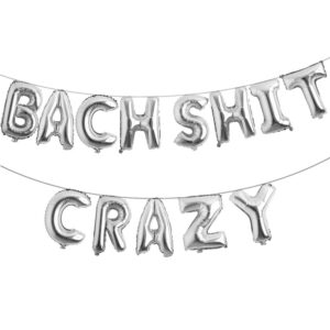 16 inch bachelorette party decorations bach shit crazy balloons banner for hen party bridal shower engagement party decorations (silver)