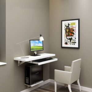 WZHONG Wall Floating Computer Desk Table Study Writing Desk Portable Laptop Desk with Main Frame and Adjustable Keyboard Tray (Size : 100cm)