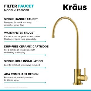 KRAUS Purita 100% Lead-Free Kitchen Water Filter Faucet in Brushed Brass, FF-100BB