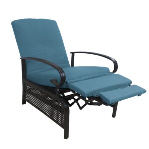 Kozyard Adjustable Outdoor Patio Reclining Lounge Chair - Comfortable Cushioned Recliner Chair with Strong Extendable Metal Frame for Sunbathing, Reading, Relaxation (Aqua)