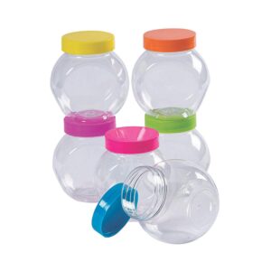 fun express small round storage jars with bright lids - 12 jars - crafting, classroom and office organization and storage