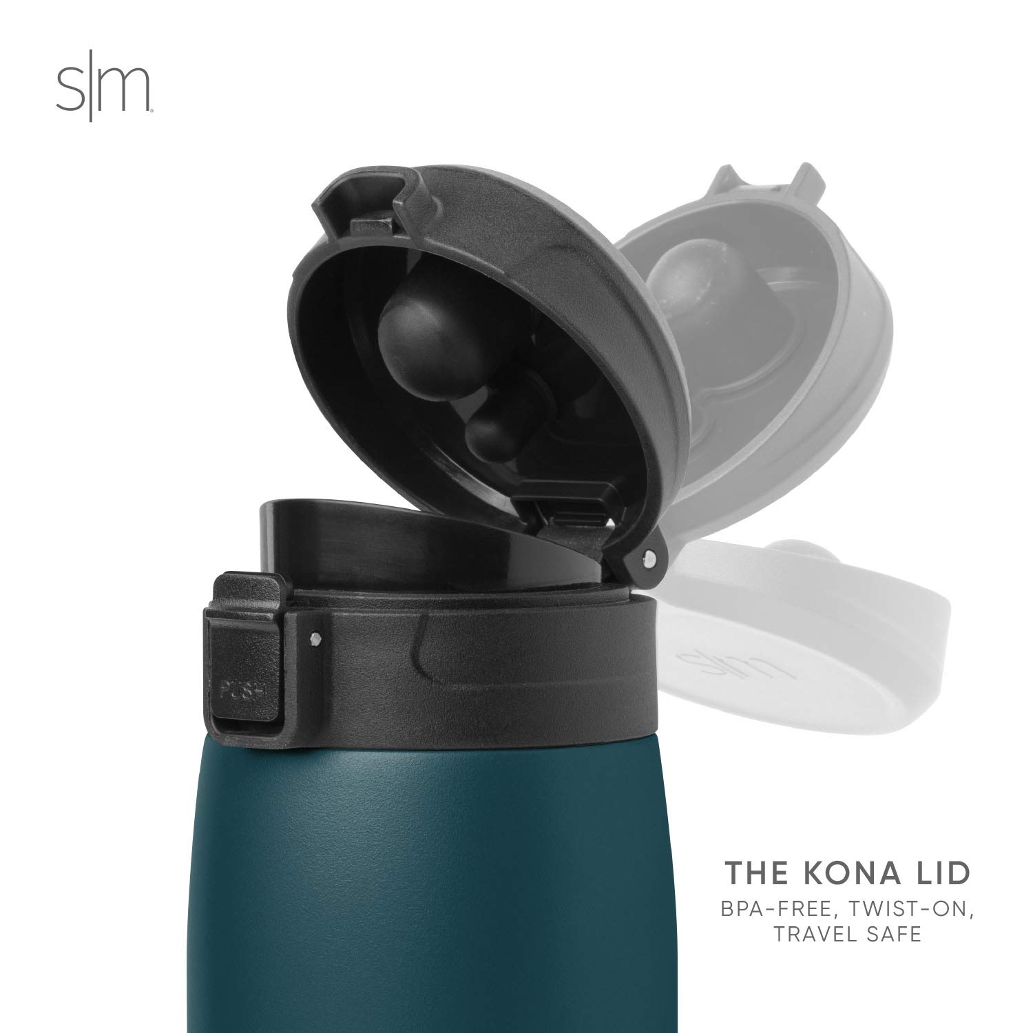 Simple Modern Insulated Lid Replacement | Reusable Lid ONLY Fits Simple Modern, S|M Kona | Thermos Lid for Travel Coffee Mug or Commuting Tumbler | Flip Lid | Kona Collection | Midnight Black