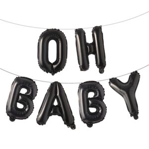 16 inch oh baby foil letters balloons banner hanging party kit for baby shower gender reveal party decoration supplies (oh baby black)