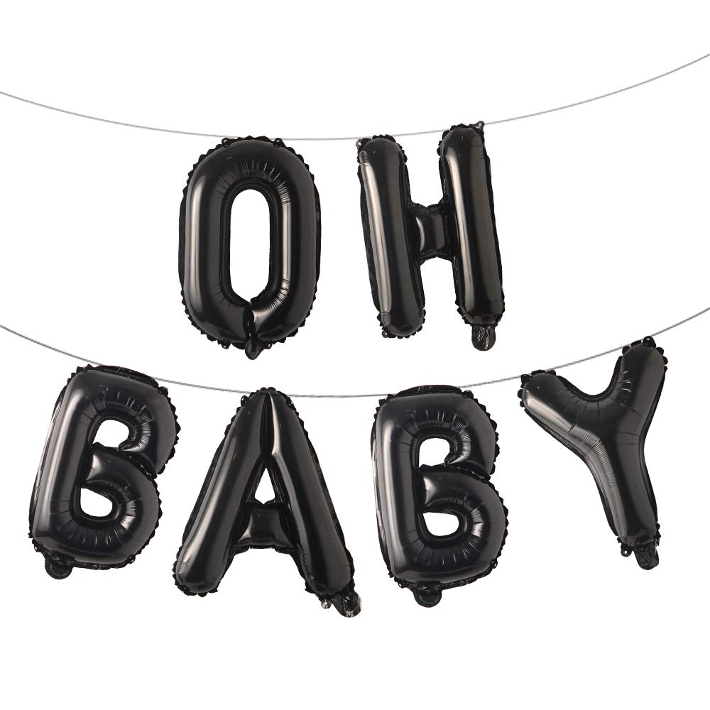 16 Inch Oh Baby Foil Letters Balloons Banner Hanging Party Kit for Baby Shower Gender Reveal Party decoration Supplies (Oh Baby Black)