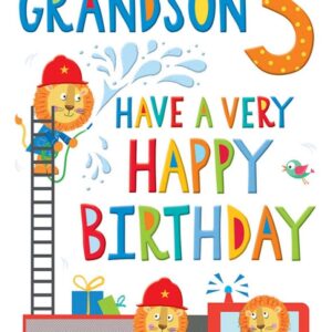 Regal Publishing Juvenile Birthday Card Age 3 Grandson - 9 x 6 inches, Black|red|White|Green|Blue