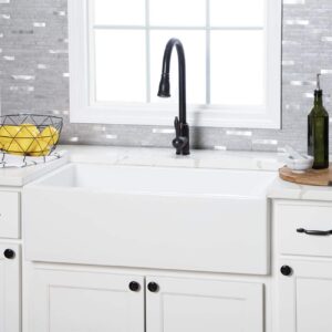 vintage tub & bath 32 inch fireclay reversible apron farmhouse sink - white