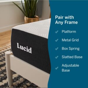 LUCID 10 Inch Memory Foam Mattress - Medium Feel - Infused with Bamboo Charcoal and Gel - Bed in a Box - Temperature Regulating - Pressure Relief - Breathable - Twin XL Size