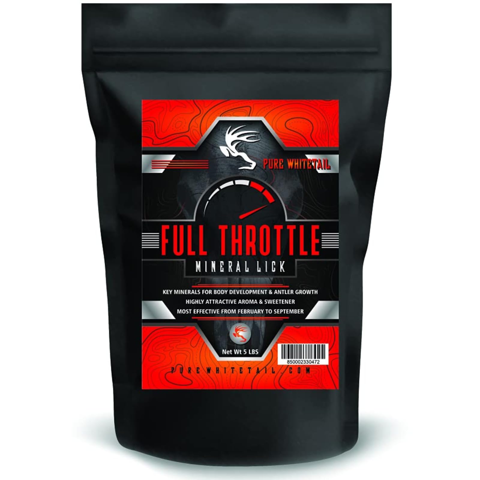 Pure Whitetail | Full Throttle – Mineral Lick | Better Than Deer Salt Lick | Whitetail Deer Plot Vitamin & Mineral Supplement for Antler Growth & Body Development | 5 LB Bag (1)