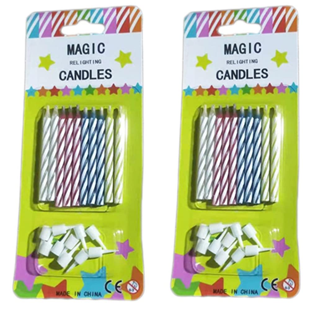 20PCS Magic Trick Relighting Candles Kids Brthday Cake Candle Party Novelty Joke Color Random