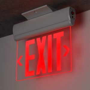 LEONLITE Emergency Exit Sign, LED Edge Lit Exit Sign, Exit Sign with Battery Backup, UL Listed, Double Sided, Rotating Acrylic Clear Panel, Top/Side/Wall Mount, 120/277V, Red, Pack of 4