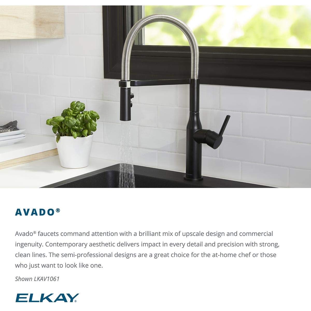 Elkay LKAV3031LS Avado Single Hole Kitchen Faucet with Pull-down Spray and Forward Only Lever Handle, Lustrous Steel