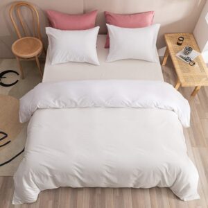 CLOTHKNOW White Twin Comforter Set 3Pcs White Bedding Comforter Sets Plain White Comforter Twin Kids Boys Girls Comforter Soft White Bedding Sets White Bed Comforter Sets Twin