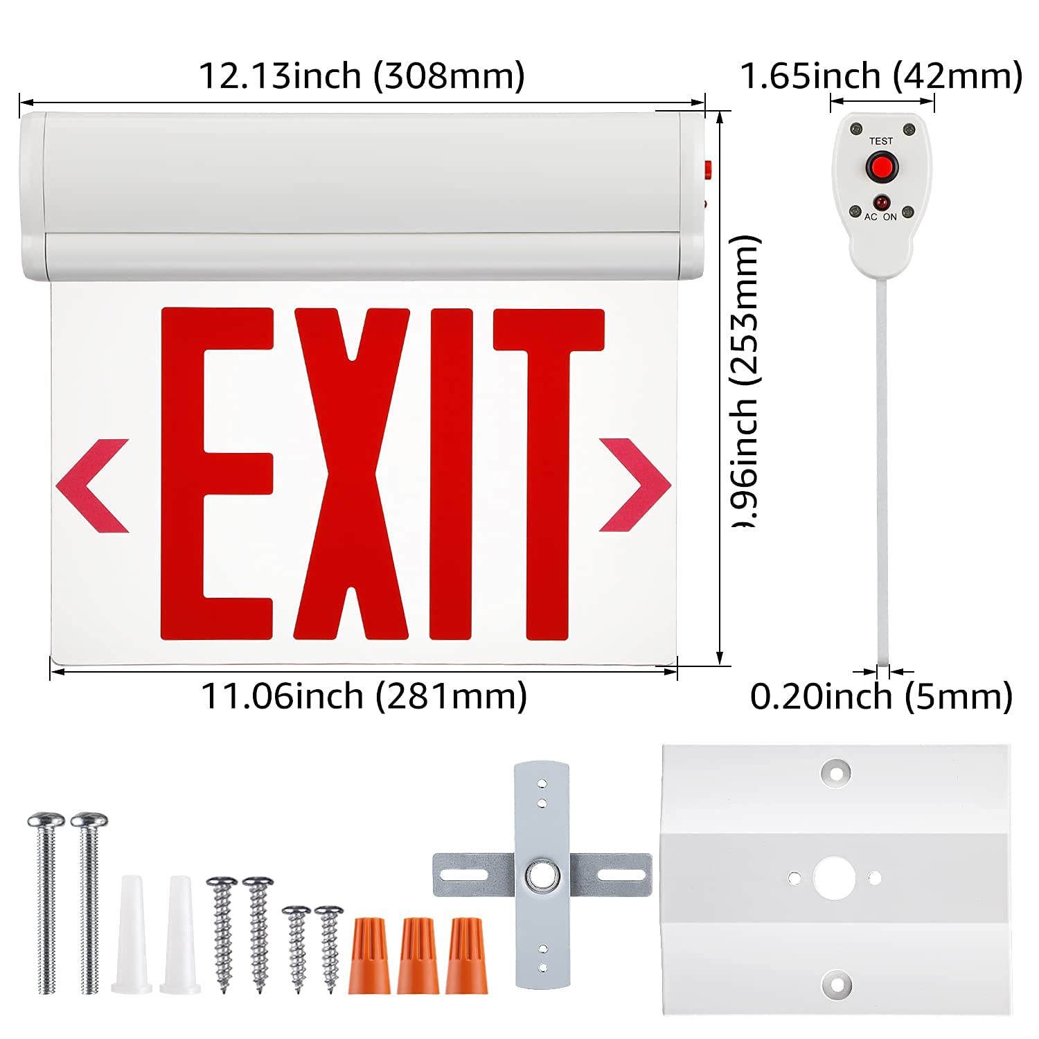 LEONLITE Emergency Exit Sign, LED Edge Lit Exit Sign, Exit Sign with Battery Backup, UL Listed, Double Sided, Rotating Acrylic Clear Panel, Top/Side/Wall Mount, 120/277V, Red, Pack of 4