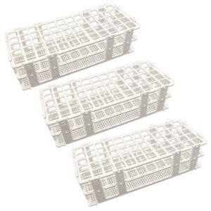 pocomoco 3 packs plastic test tube rack, 60 holes lab test tube rack holder for 16mm test tubes, white, detachable (60 holes)