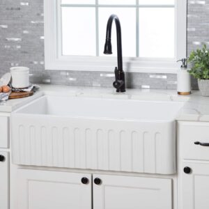 vintage tub & bath 32 inch fireclay reversible apron farmhouse sink - white