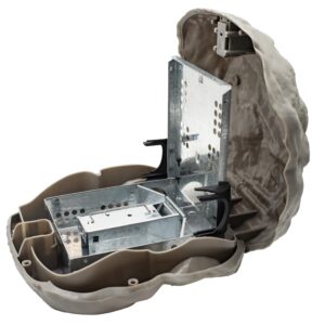 JT Eaton 928RP Repeater Rock Multiple Catch Mouse Trap, Tamper-Resistant Bait Station, Dual Entrances, Outdoor Camouflage