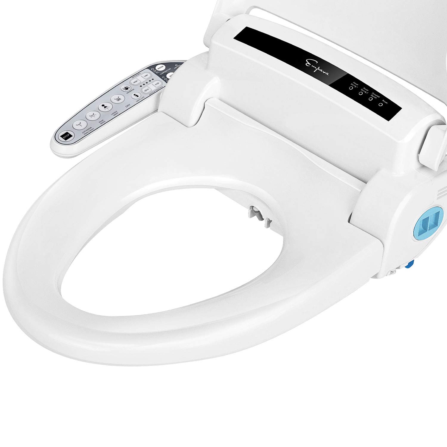 Empava Electric Bidet Elongated Heated Toilet Seat-Warm Air Dryer-Temperature/Water Pressure Control-Slow Closing Lid, White