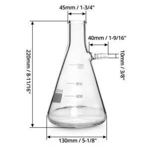 QWORK 1000ml Borosilicate Glass Filtering Flask with Tubulation, 1 Pack