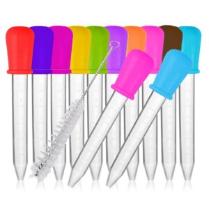 12 pcs liquid droppers, silicone and plastic pipettes transfer eyedropper with bulb tip for candy oil kitchen gummy bear making (candy maker droppers)