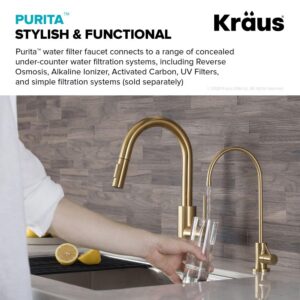 KRAUS Purita 100% Lead-Free Kitchen Water Filter Faucet in Brushed Brass, FF-100BB