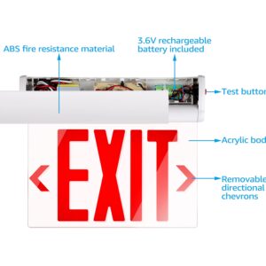 LEONLITE Emergency Exit Sign, LED Edge Lit Exit Sign, Exit Sign with Battery Backup, UL Listed, Double Sided, Rotating Acrylic Clear Panel, Top/Side/Wall Mount, 120/277V, Red, Pack of 4