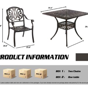 TITIMO 5-Piece Outdoor Patio Dining Set,All-Weather Cast Aluminum Furniture Conversation Set Includes 4 Chairs and 1 Square Table with Umbrella Hole for Patio Garden Deck, Blooming Flower Design