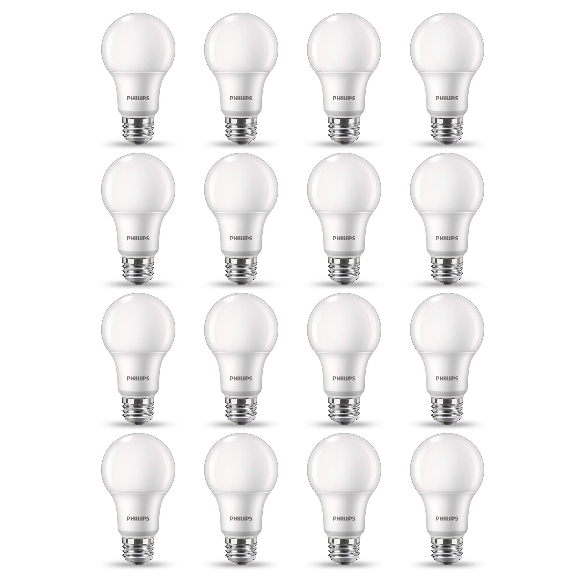 Philips LED Flicker-Free Frosted Dimmable A19 Light Bulb - EyeComfort Technology - 800 Lumen - Daylight (5000K) - 8.8W=60W - E26 Base - Ultra Definition Old Version - Indoor - 16-Pack