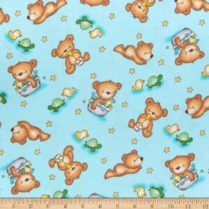 comfy flannel print teddy bears & toys, fabric by the yard