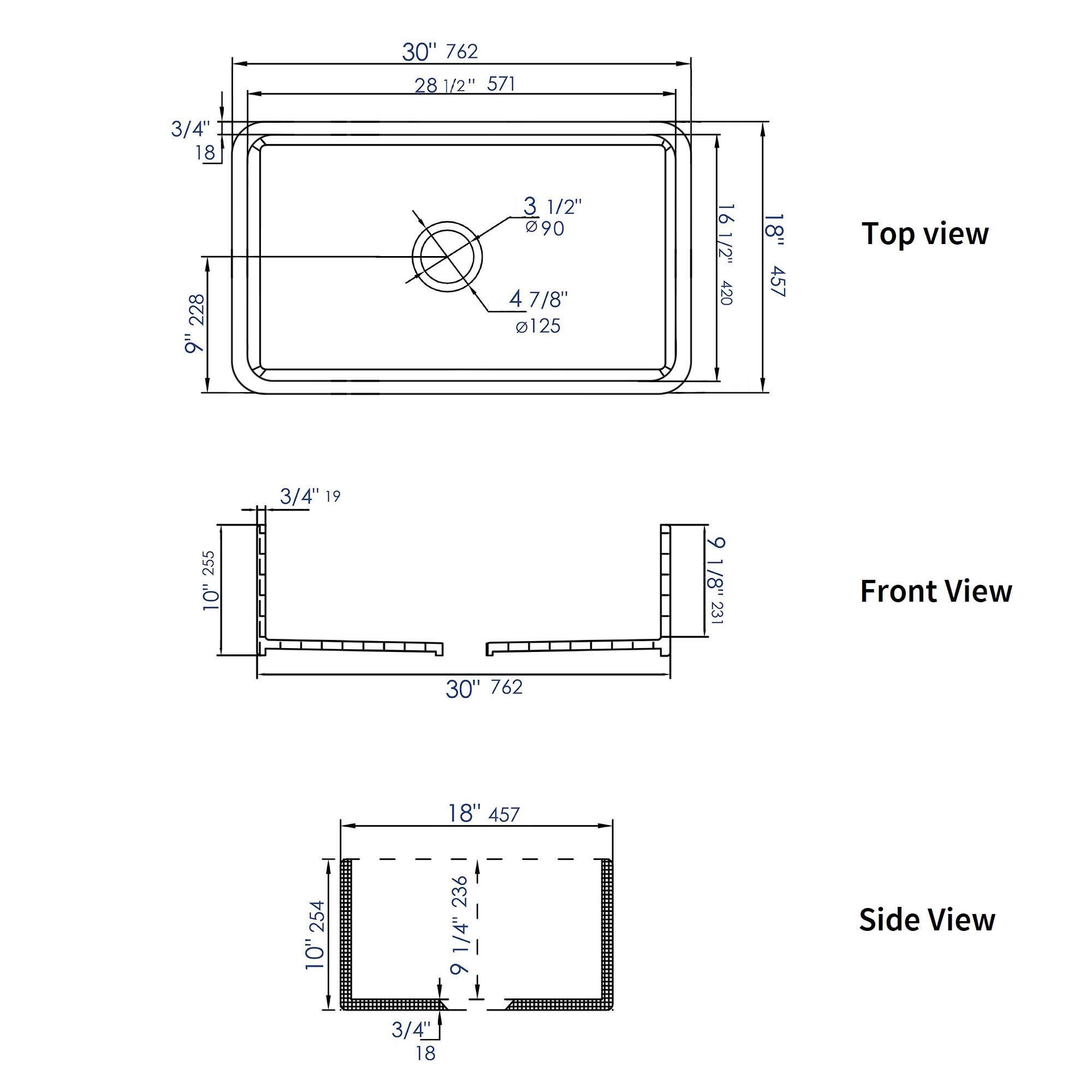 ALFI brand ABF3018-W Kitchen Sink, 30"L x 18"W x 10"H, White