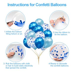 Blue Party Decoration Supplies Set 35 Pack, Include 30 Balloons, 2 Blue Foil Fringe Curtains, 1 Blue Sequin Table Runner for Birthday Party, Baby Shower, Wedding, Anniversary, Graduation, Prom