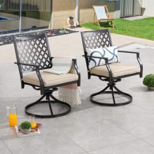 patiofestival swivel patio chairs dining chair metal frame bistro set outdoor furniture for garden backyard club 2 piece