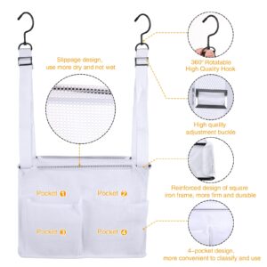 Phying Hanging Mesh Shower Caddy College with Hooks, Bath Baskets Organizer Storage with 4 Pockets for College Dorm Rooms, Gym, Swimming and Travel