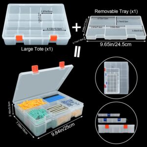 DUOFIRE Two Layers Compartment Organizer Box Plastic Organizer Box Plastic Jewelry Organizer Box Craft Storage Containers Storage Box for Accessories, Cosmetic, Toy, Jewelry Beads, Tapes (5+18 Grids)