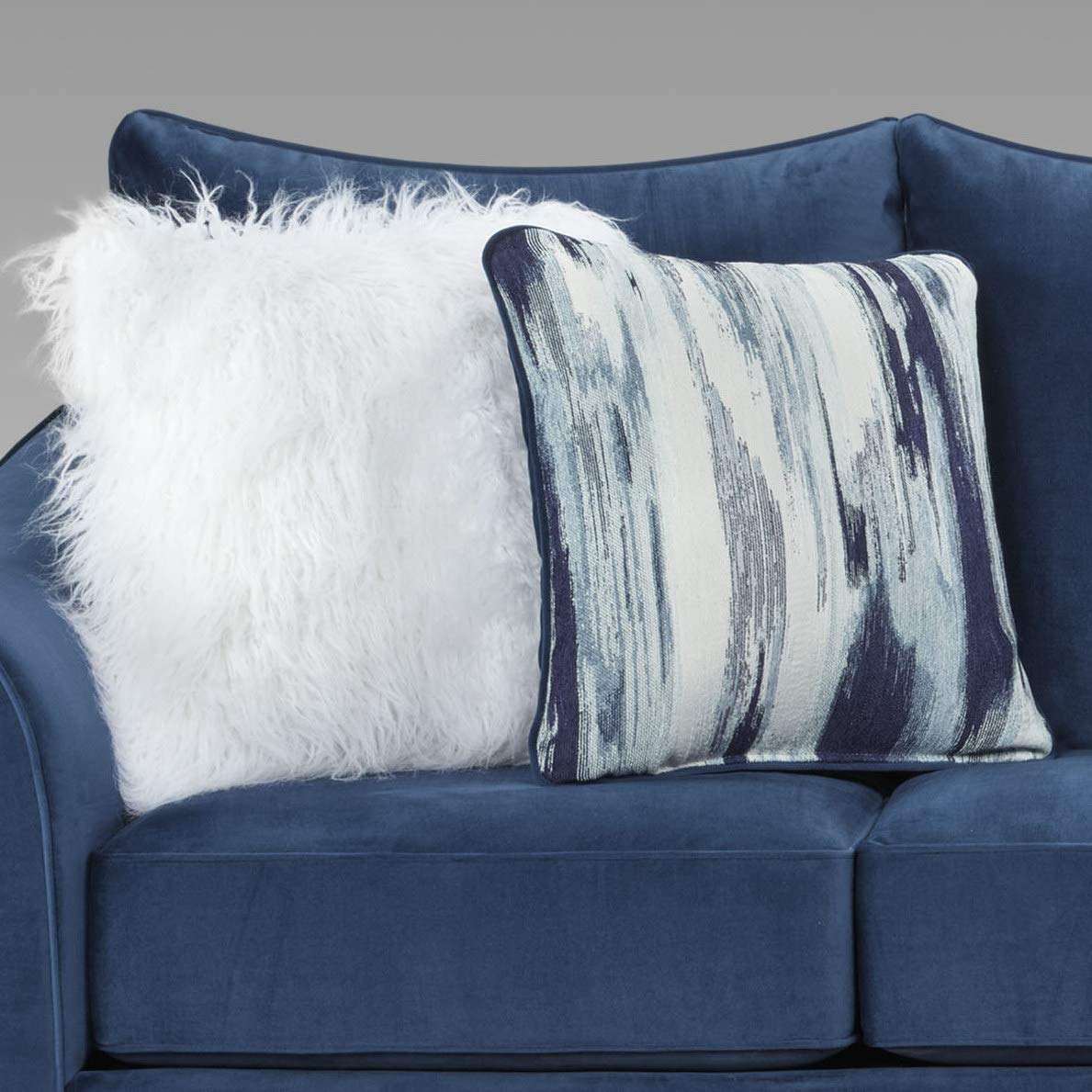 Roundhill Furniture Camero Fabric Pillowback Sofa, Navy Blue