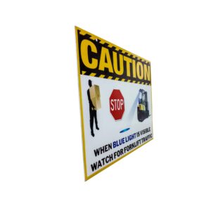 (W) Set of 2 Laminated Vinyl Forklift Traffic Sign Caution Safety Warning Signage Lifting Boom Crane Warehouse Storage Indoor Outdoor Construction Area