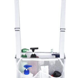 Phying Hanging Mesh Shower Caddy College with Hooks, Bath Baskets Organizer Storage with 4 Pockets for College Dorm Rooms, Gym, Swimming and Travel