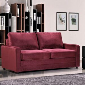 US Pride Furniture Knightsville Velvet 70 ' Square Arms Sofa Bed Sofabed, Burgundy