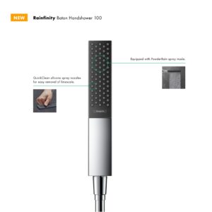 hansgrohe Rainfinity 2-inch Modern Handheld Shower Head 1-Spray PowderRain in Brushed Nickel, 26866821, 2.5