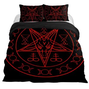 anna cowper baphomet and lucifer bedding 3 piece duvet cover set queen size,comforter cover with zipper closure, 4 corner ties