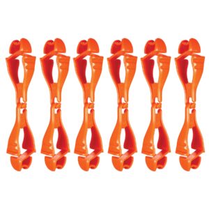 ergodyne squids 3400 glove clip holder with dual clips, (pack of 6), orange