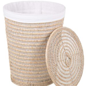 Cambria Rattan Laundry Hamper with Liner, White-Wash