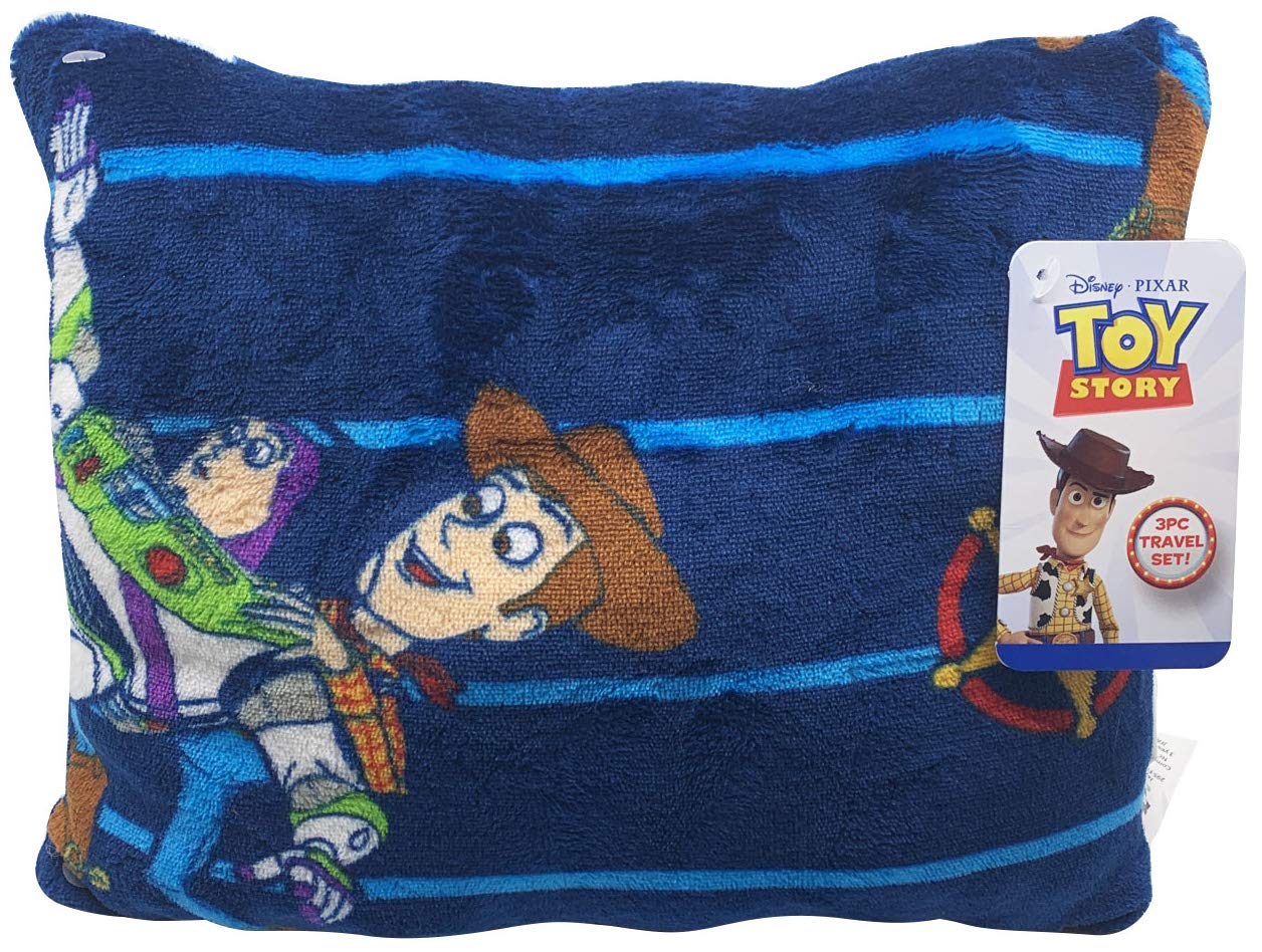 Disney Pixar Toy Story Travel Set - 3 Piece Kids Travel Set includes Blanket, Pillow, & Plush - Featuring Woody (Offical Disney Pixar Product)