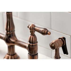 Kingston Brass KS127ALBSAC Heritage Bridge Kitchen Faucet, Antique Copper, 13.88 x 8.56 x 13.13