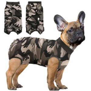 sawmong dog recovery suit, recovery suit for dogs after surgery, dog spay surgical suit for female dogs, dog onesie body suit for surgery male substitute dog e-collar cone, camouflage, large