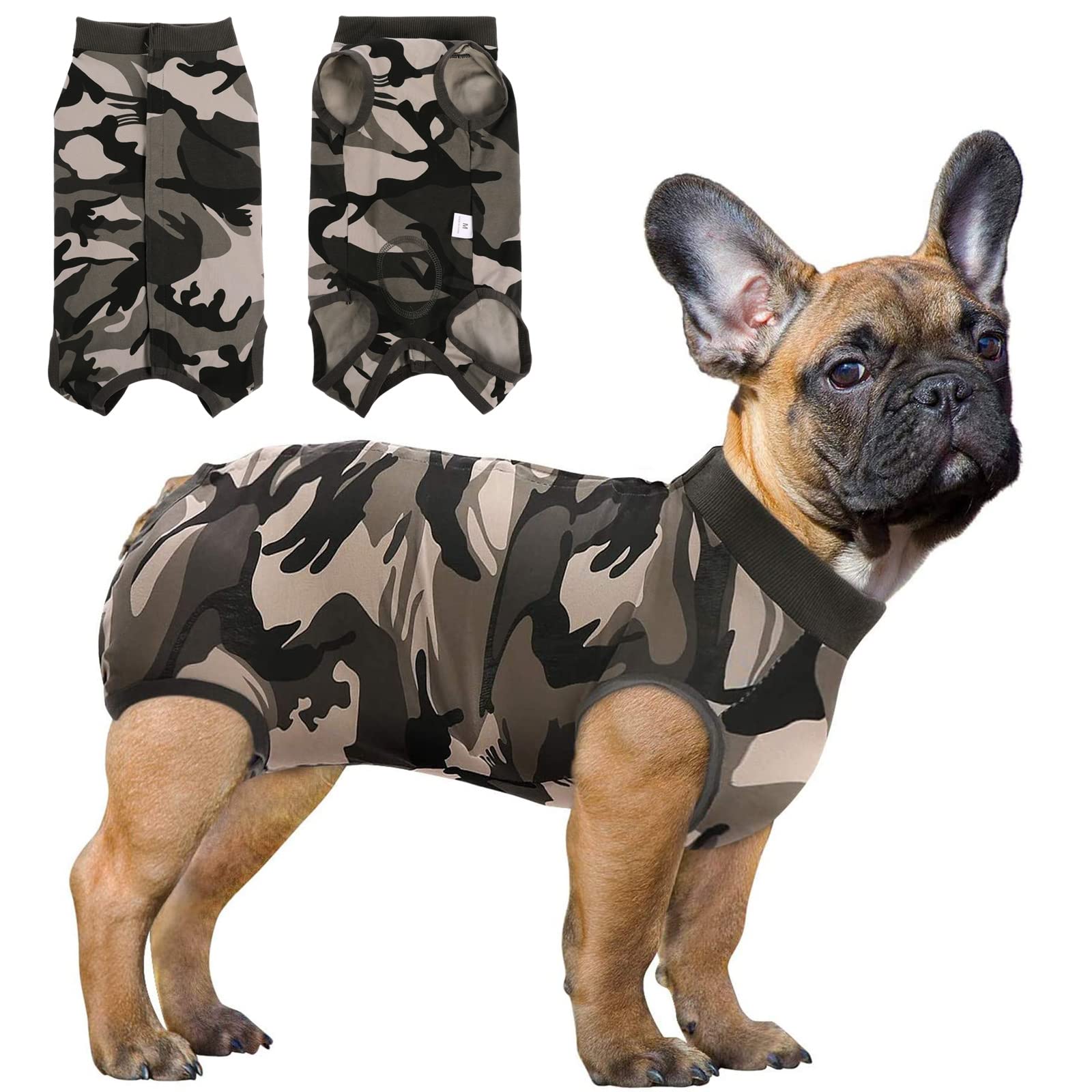 SAWMONG Dog Recovery Suit, Recovery Suit for Dogs After Surgery, Dog Spay Surgical Suit for Female Dogs, Dog Onesie Body Suit for Surgery Male Substitute Dog E-Collar Cone, Camouflage, Large