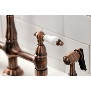 Kingston Brass KS127PLBSAC Heritage Bridge Kitchen Faucet, Antique Copper